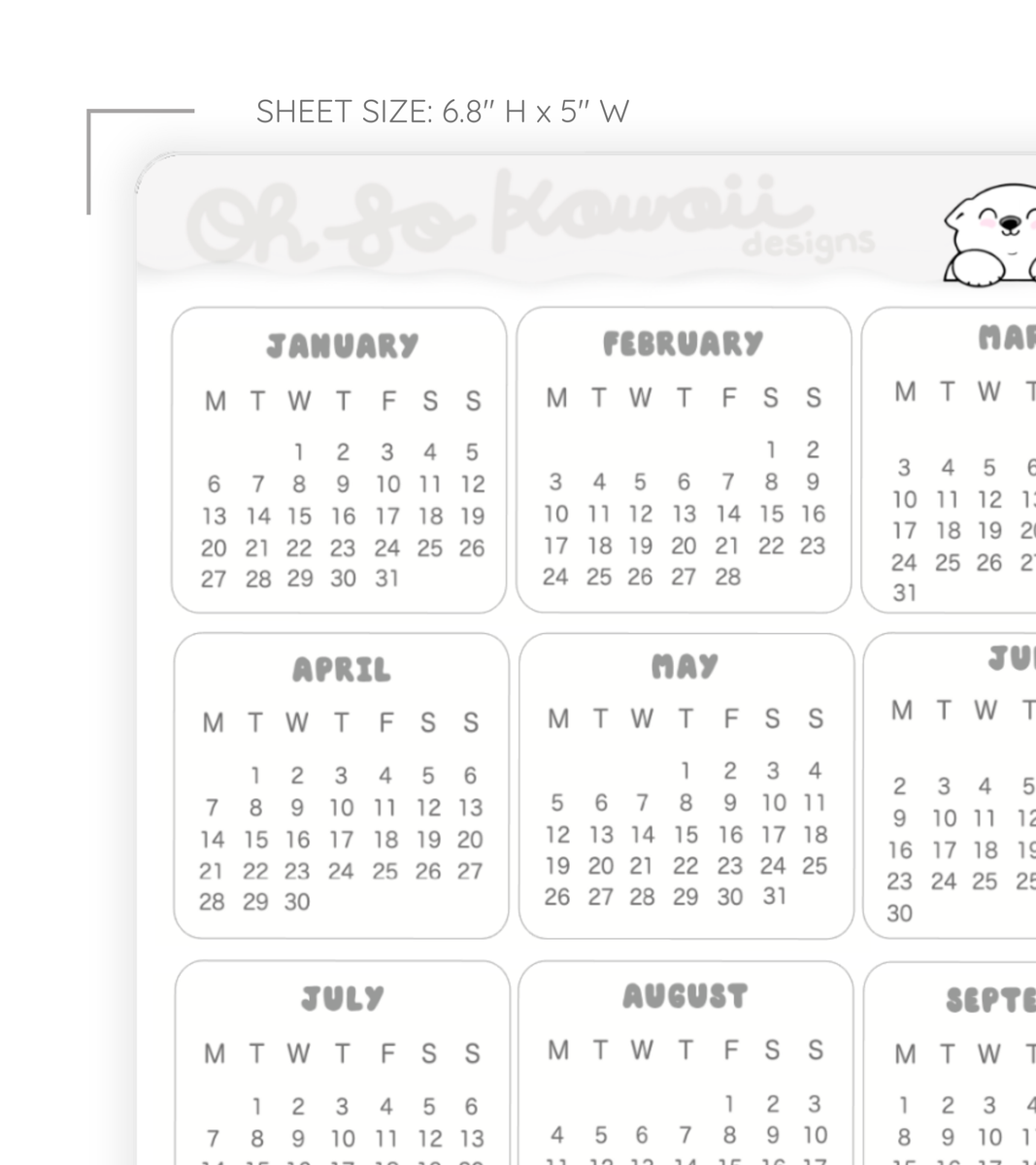2025 Monthly Overview Stickers – Ohsokawaiidesigns